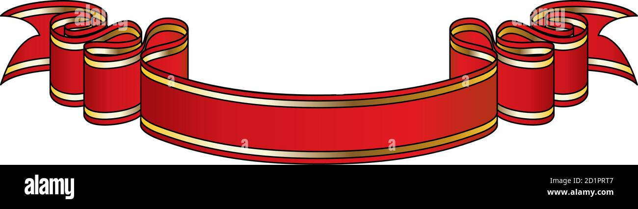 Red Ribbon With Golden Stripes and Editable Stroke. Vector Illustration ...