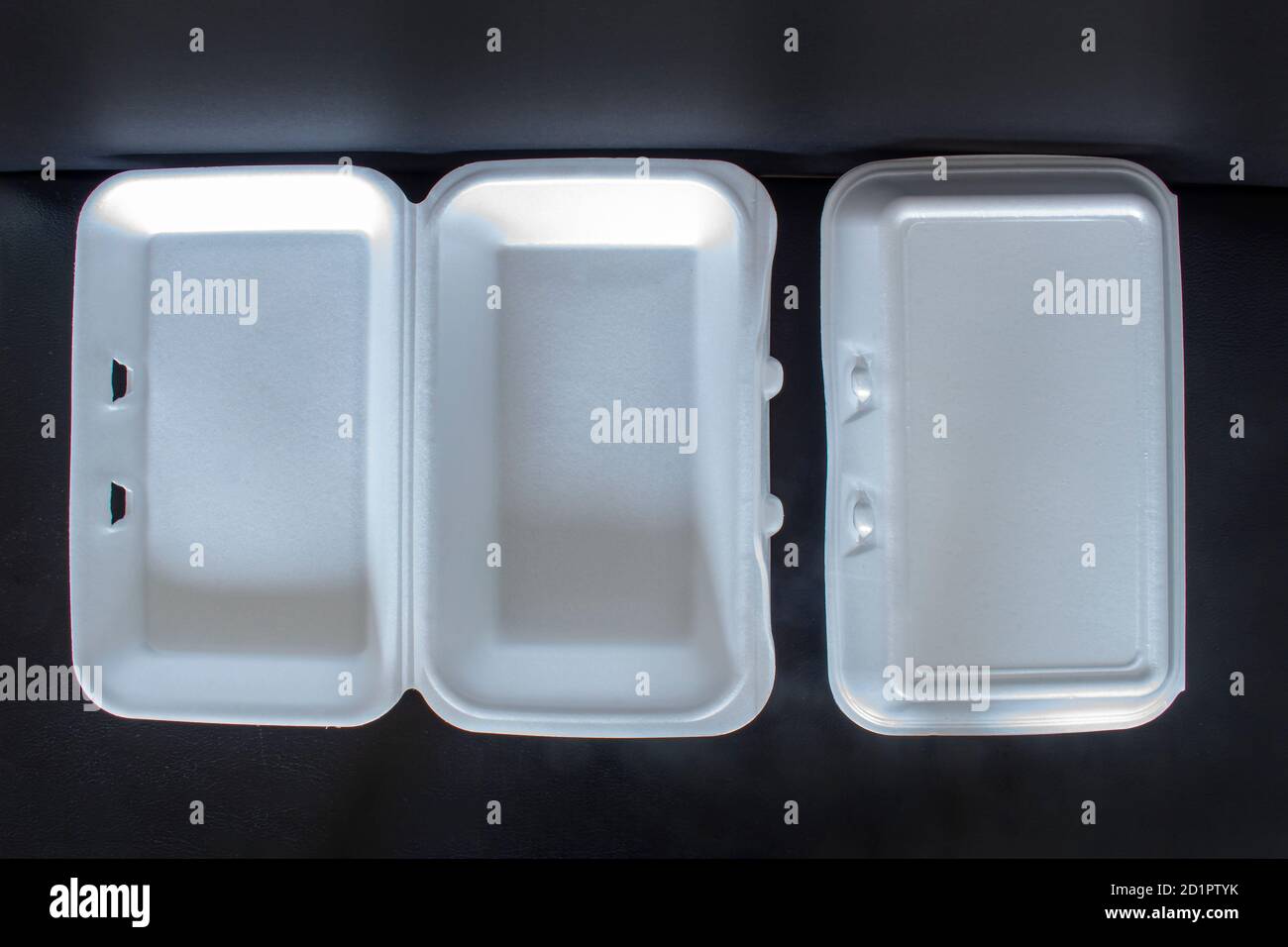 Top view of Styrofoam takeaway boxes, white foam boxes, rectangular ...