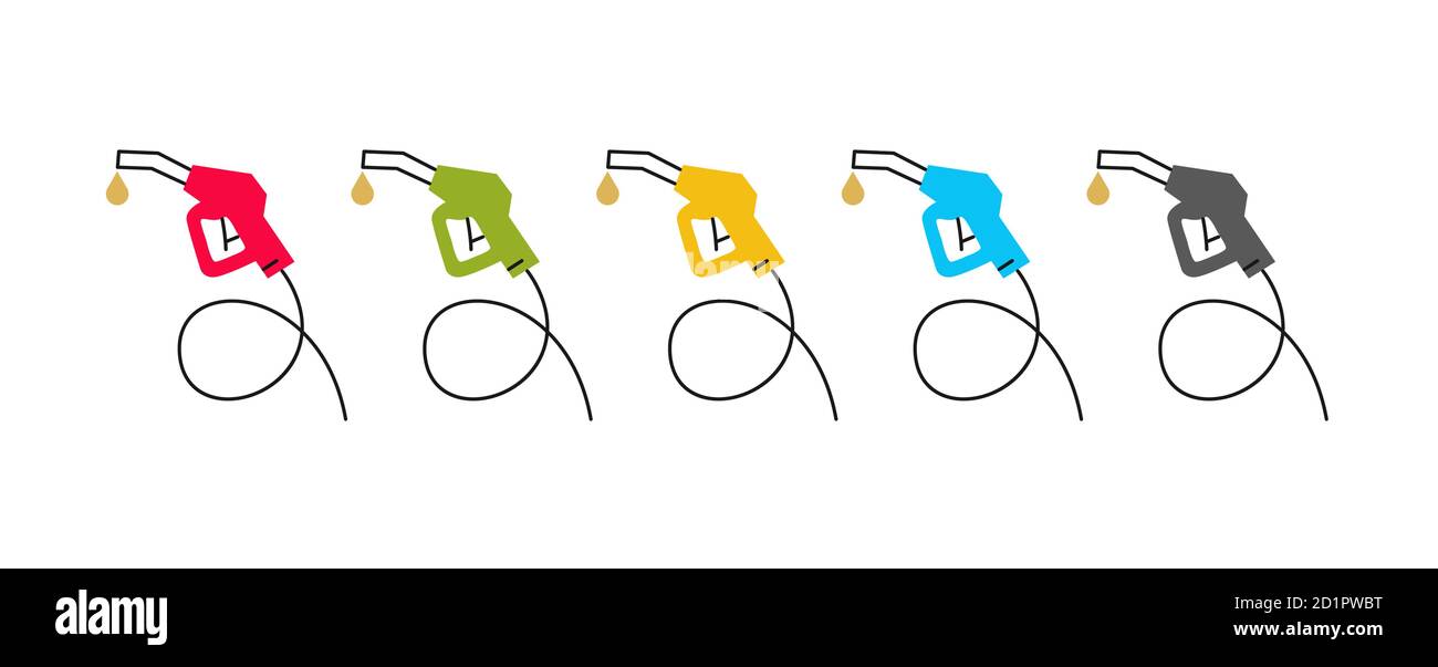 Set of Gas gun with drop illustration icons in different colour and ...