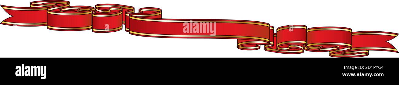Red Ribbon With Golden Stripes and Editable Stroke. Vector Illustration ...