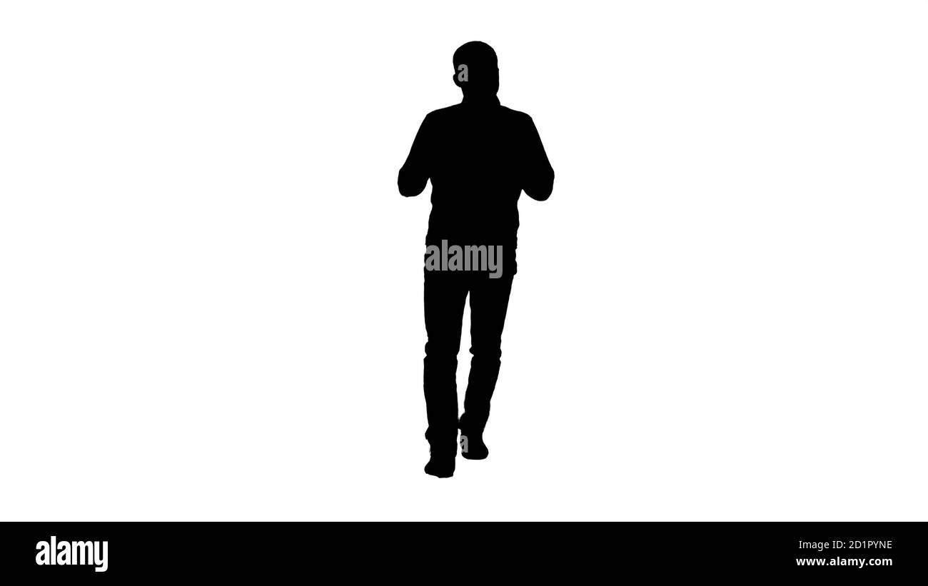Silhouette Walking man pointing and explaining something Stock Photo ...