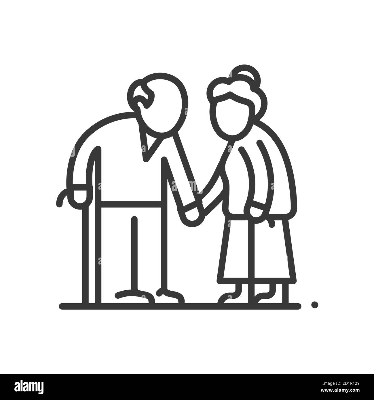 Senior couple - vector line design single isolated icon Stock Vector ...