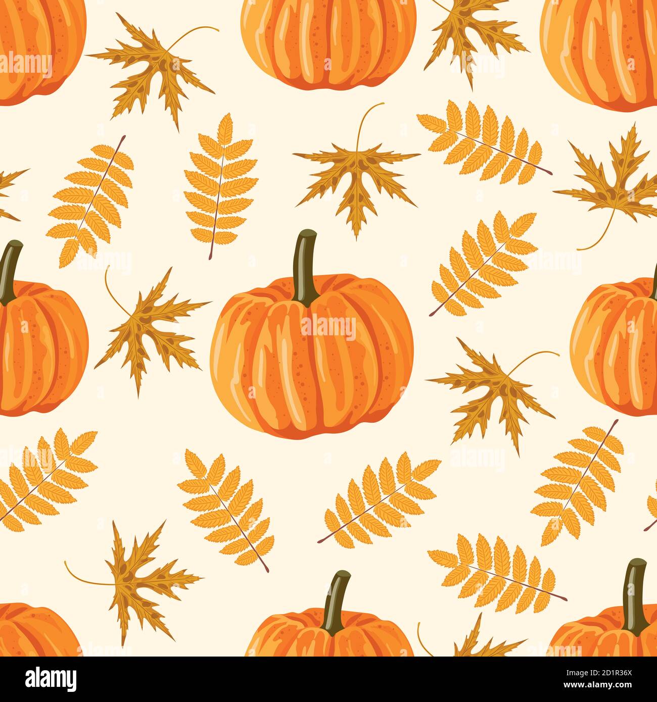 Pumpkins autumn leaves Stock Vector Images - Alamy