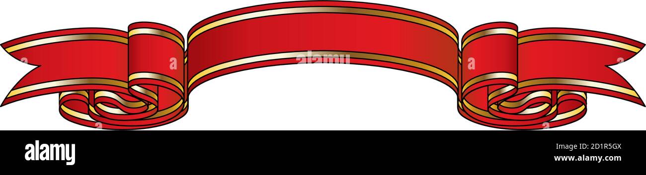 Red Ribbon With Golden Stripes and Editable Stroke. Vector Illustration ...