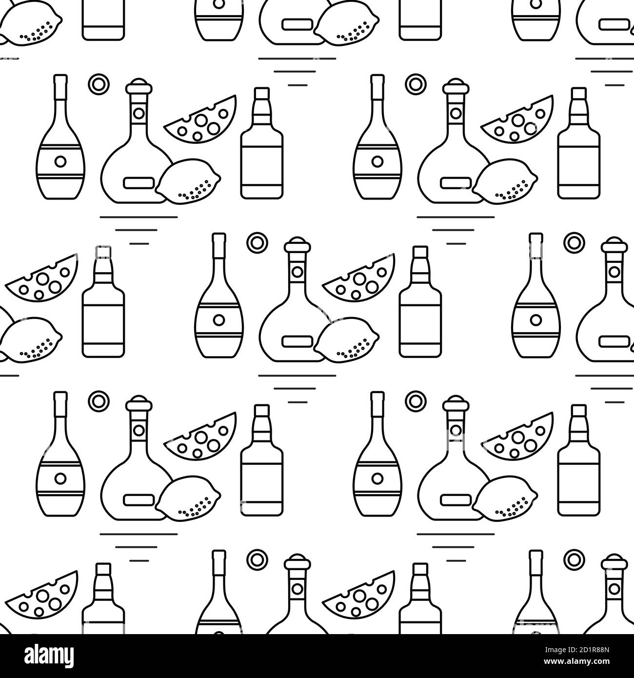 Seamless pattern Vector illustration Bottles of alcoholic beverage ...