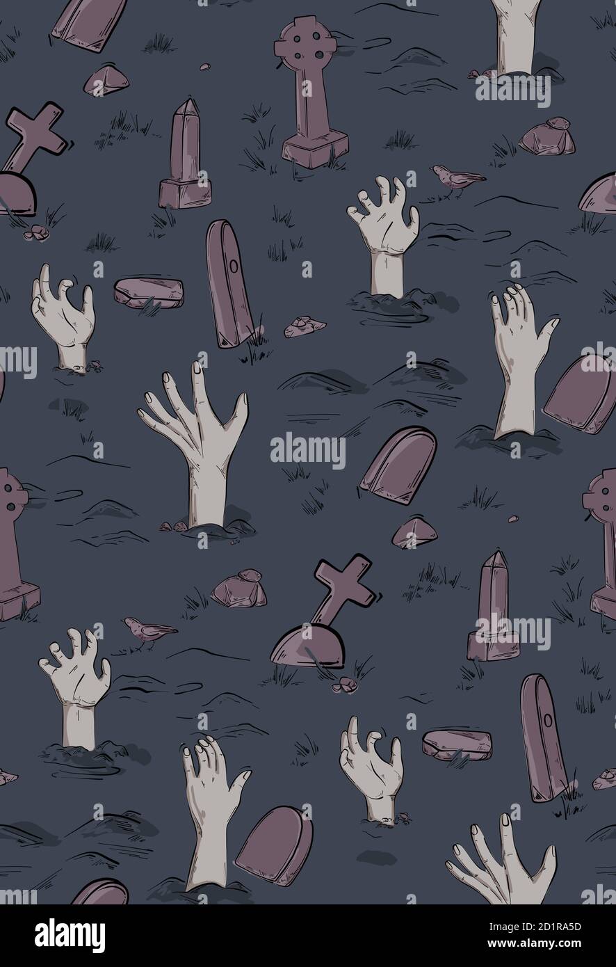 Haloween party horror seamless pattern. Spooky Dead monster hand out of ...