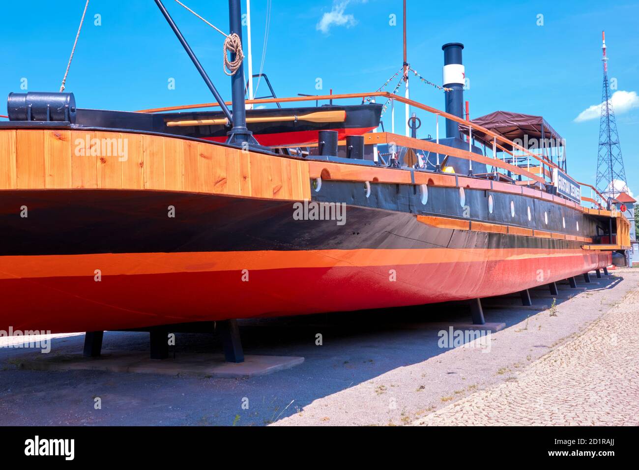 Magdeburg, Germany, June 27., 2020: Historical river ship on display in ...
