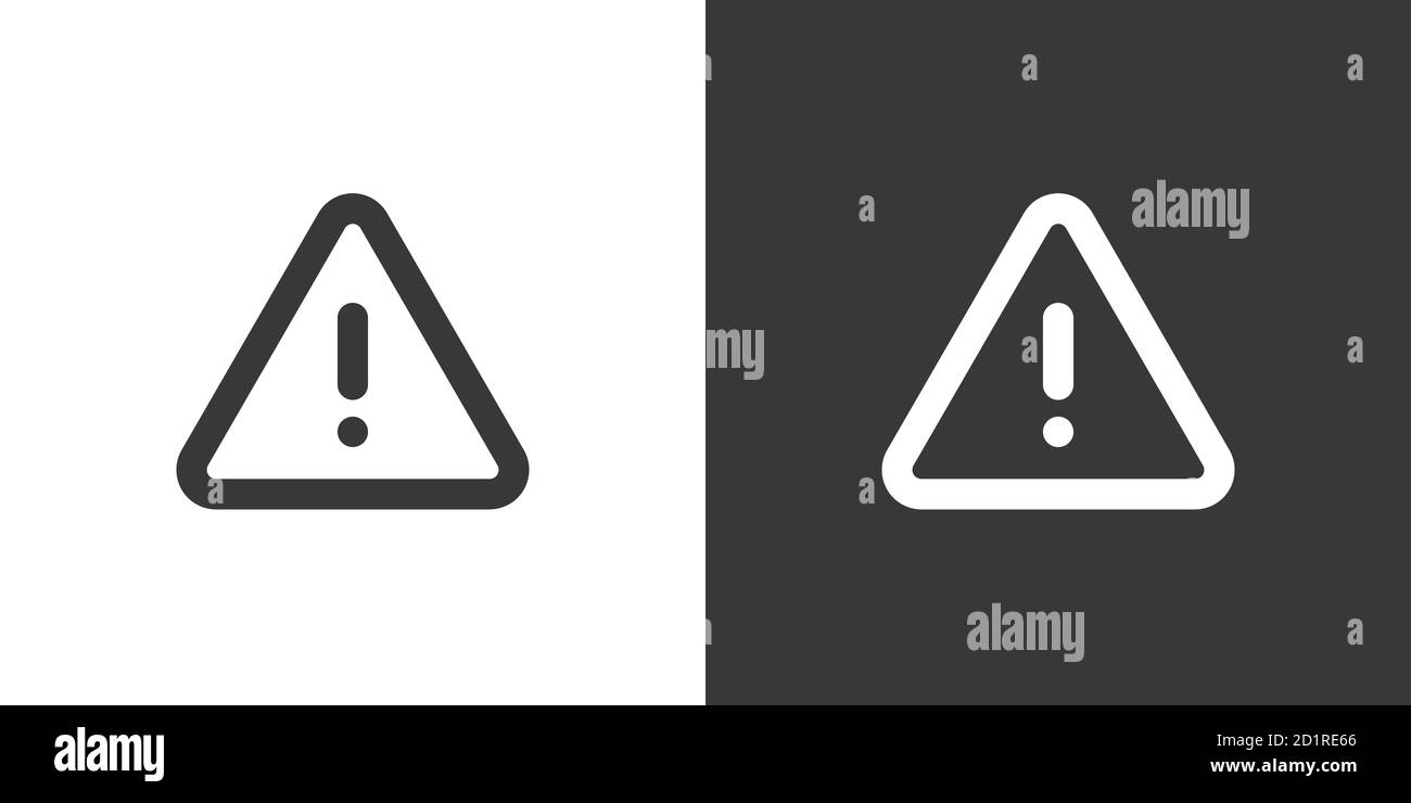 Danger sign. Isolated icon on black and white background. Warning glyph ...