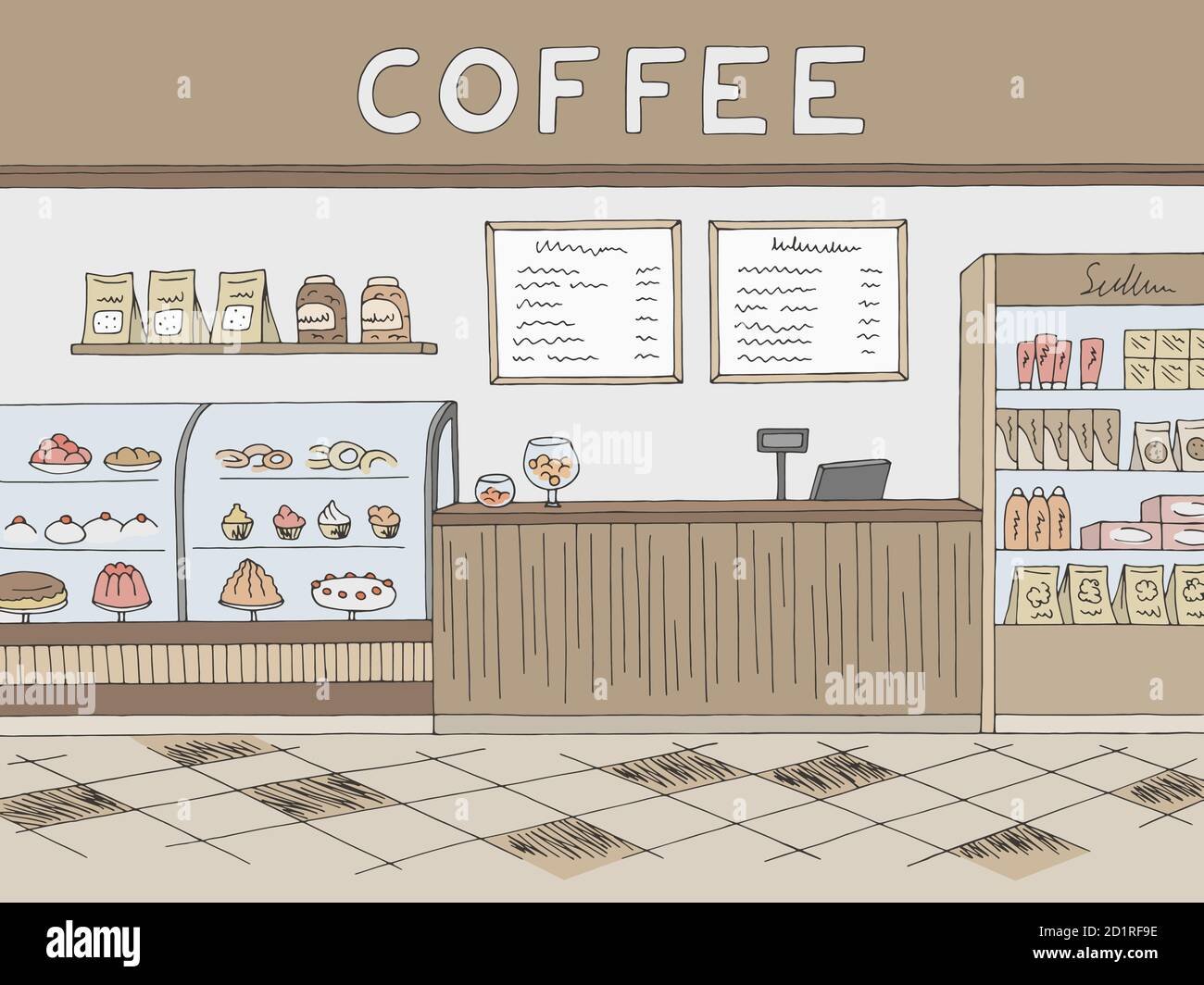 Interior design cafe Stock Vector Images - Alamy