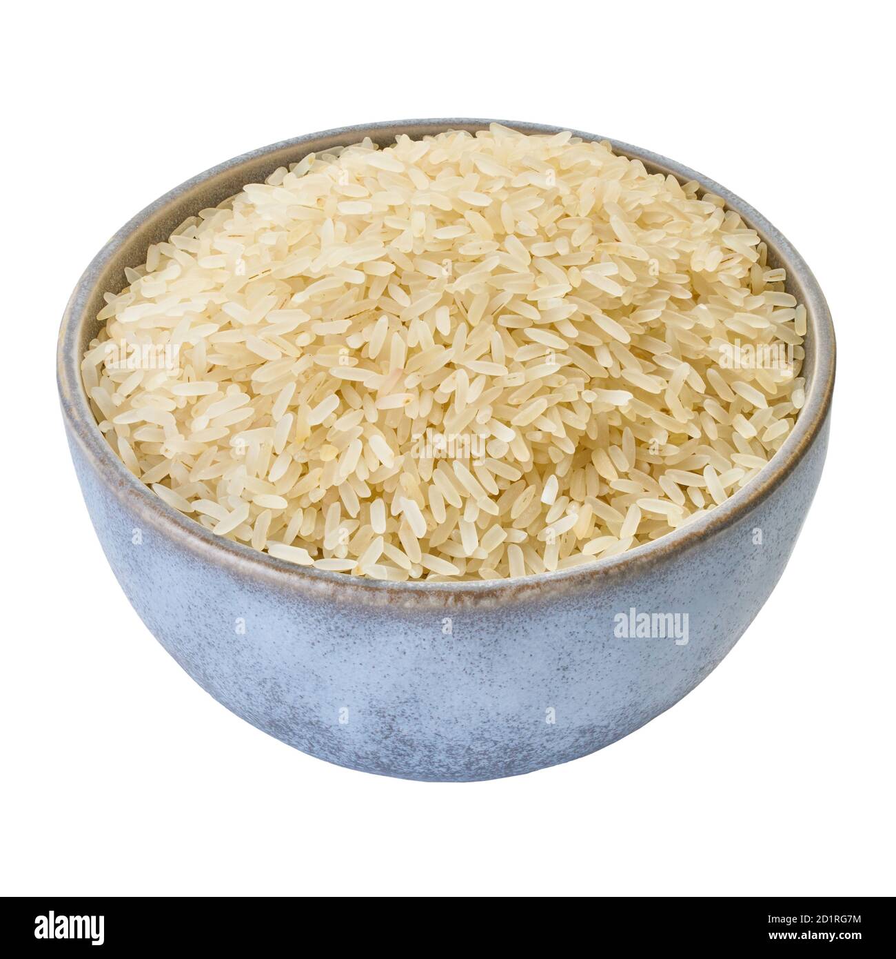 raw rice in bowl with clipping path, white isolated background Stock ...