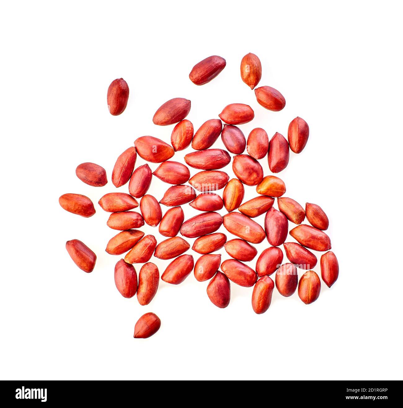 raw peanuts close-up with clipping path on a white isolated background ...