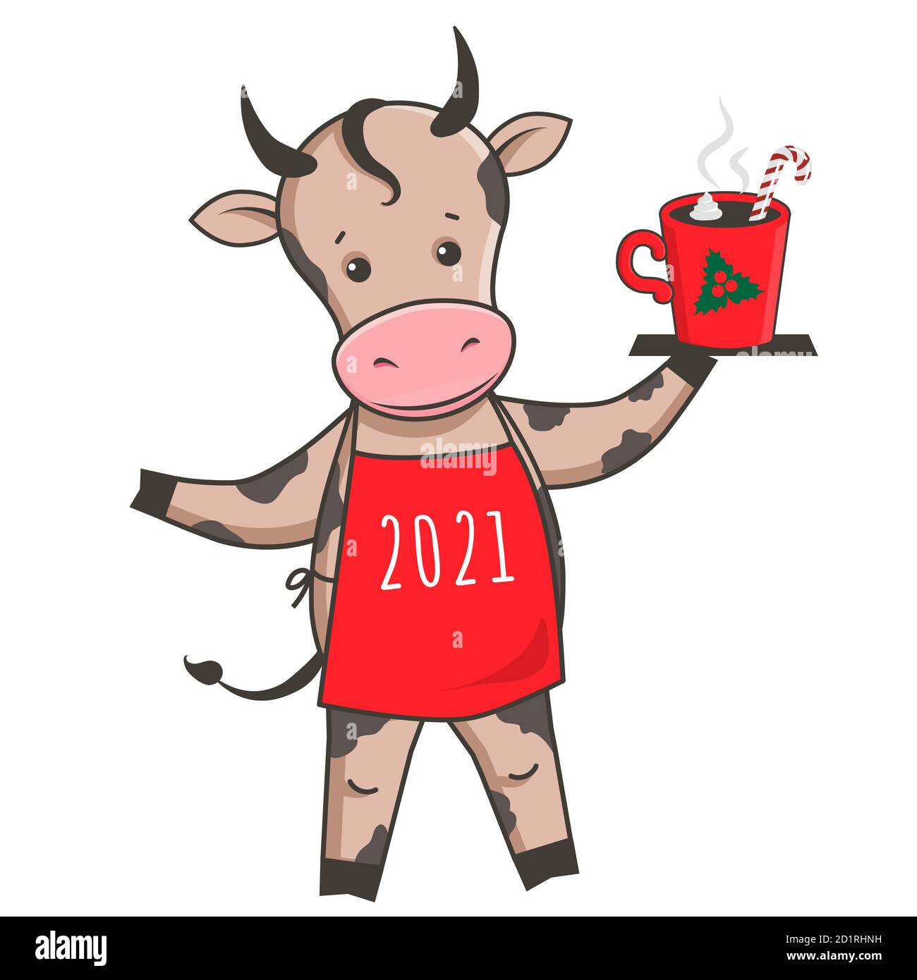 Ox Zodiac Sign of 2021. Vector Cartoon Cute Calf Character Stock Vector ...