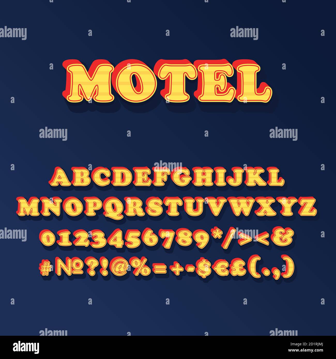 Motel vintage 3d vector alphabet set Stock Vector Image & Art - Alamy