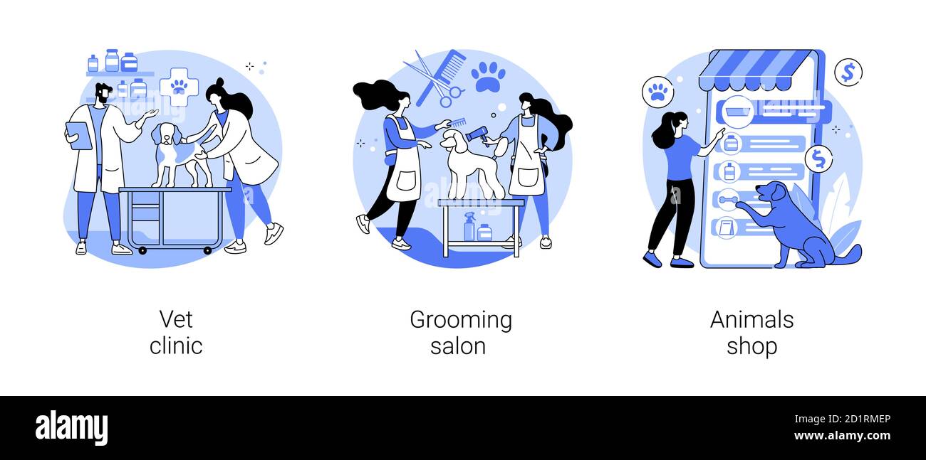 Animal service and care abstract concept vector illustrations Stock ...