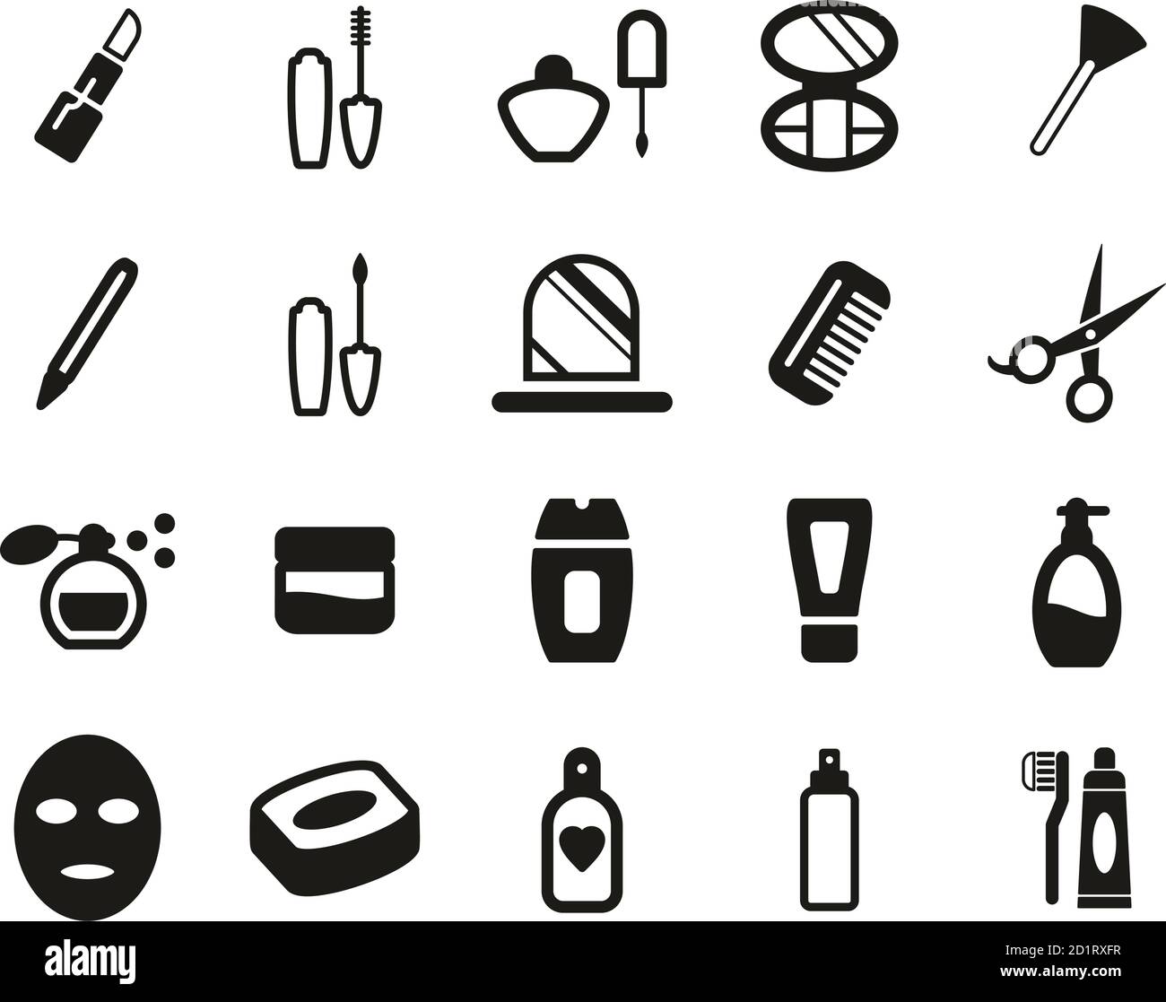 Beauty Products Or Cosmetics Icons Black & White Set Big Stock Vector ...