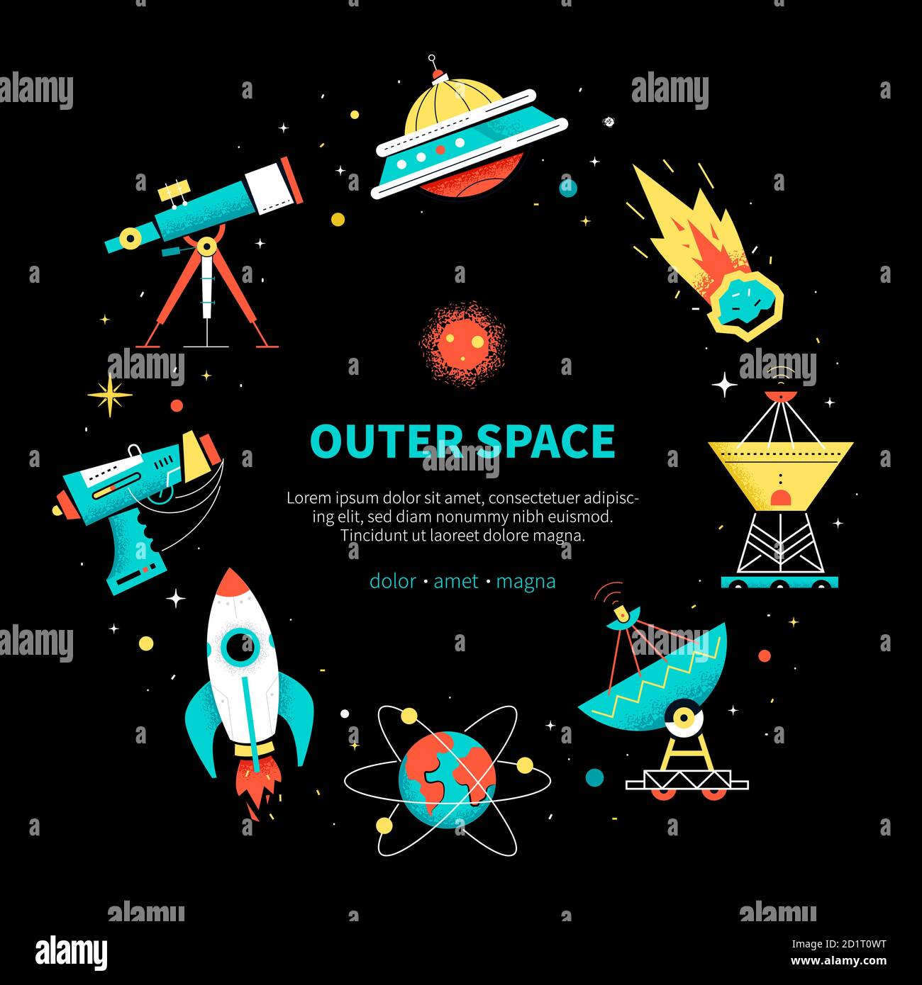 Outer space - colorful flat design style web banner Stock Vector Image ...