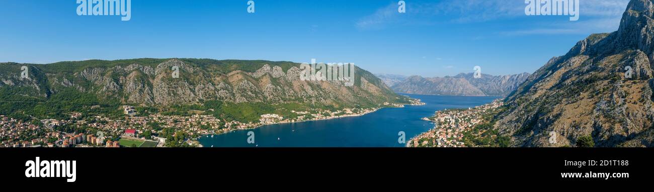 Panoramic view of Kotor Bay, Montenegro. Harbor of Kotor Stock Photo ...