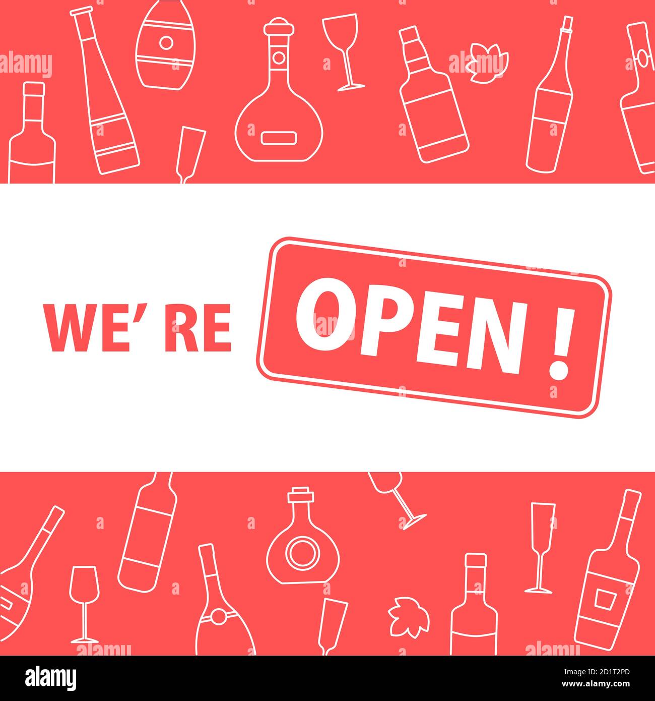 Vector illustration Reopening of liquor store alcohol shop bar after ...