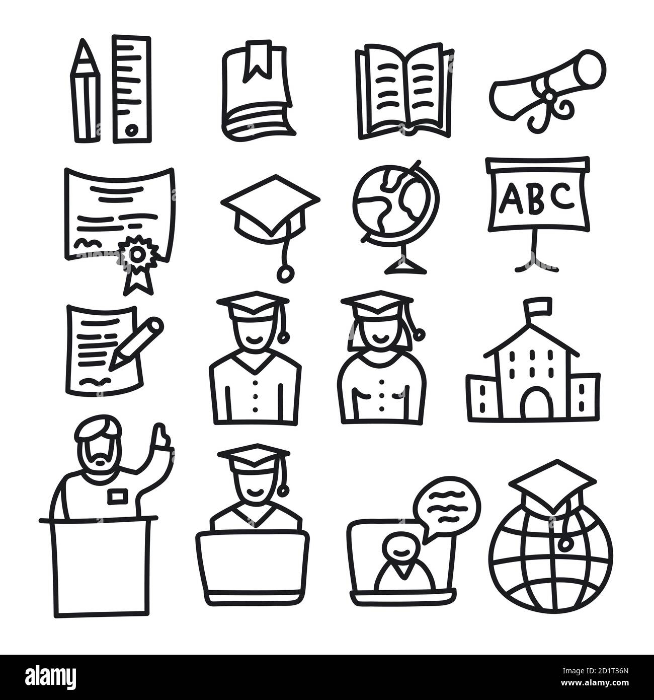 illustration of the education and knowledge icons set Stock Vector ...