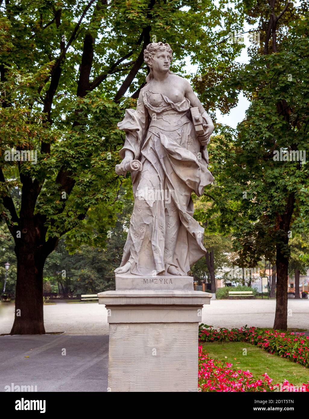 Sandstone Statue In The Saxon Garden Warsaw Poland Allegorical