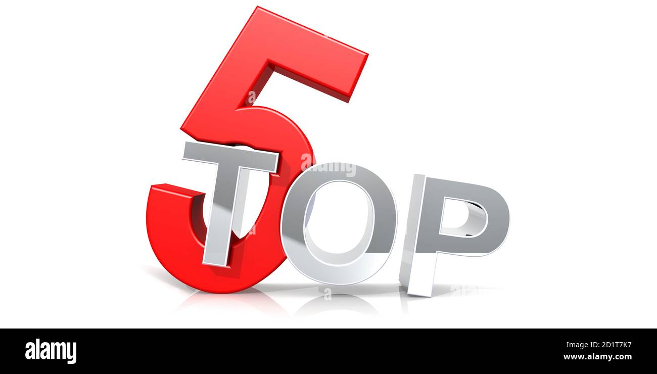 Top 5 word isolated on white background, 3D rendering Stock Photo - Alamy