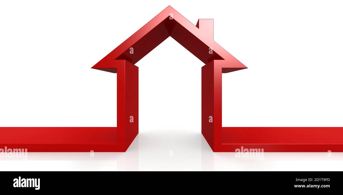 Red house symbol isolated on white background, 3D rendering Stock Photo ...