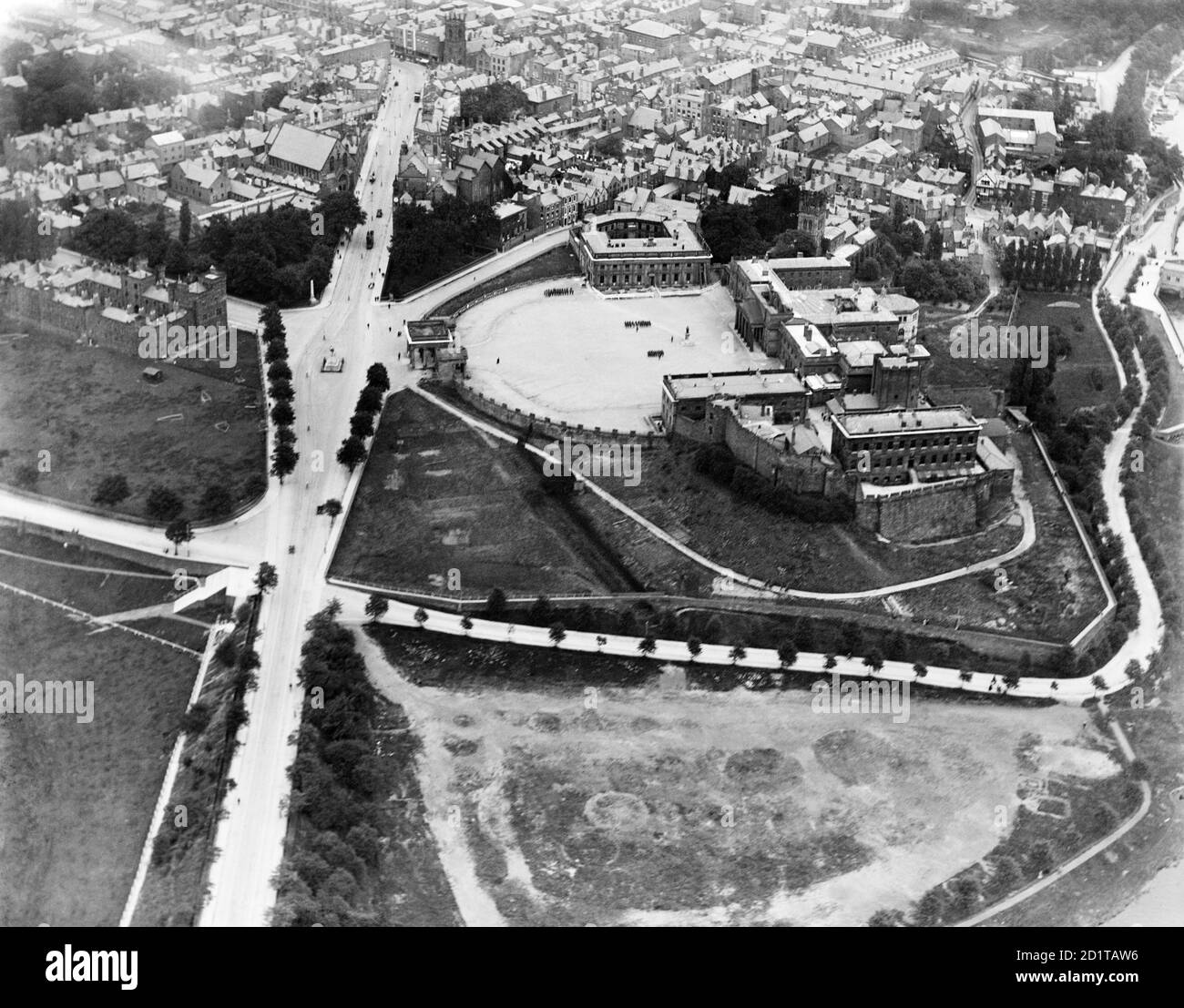 CHESTER CASTLE, Cheshire. Aerial view of Chester Castle. The forecourt ...