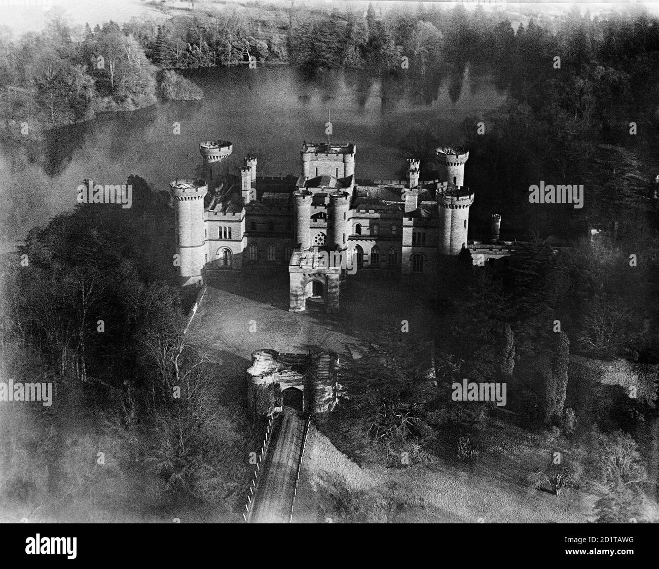 EASTNOR CASTLE, near Ledbury, Herefordshire. Aerial view of Eastnor ...