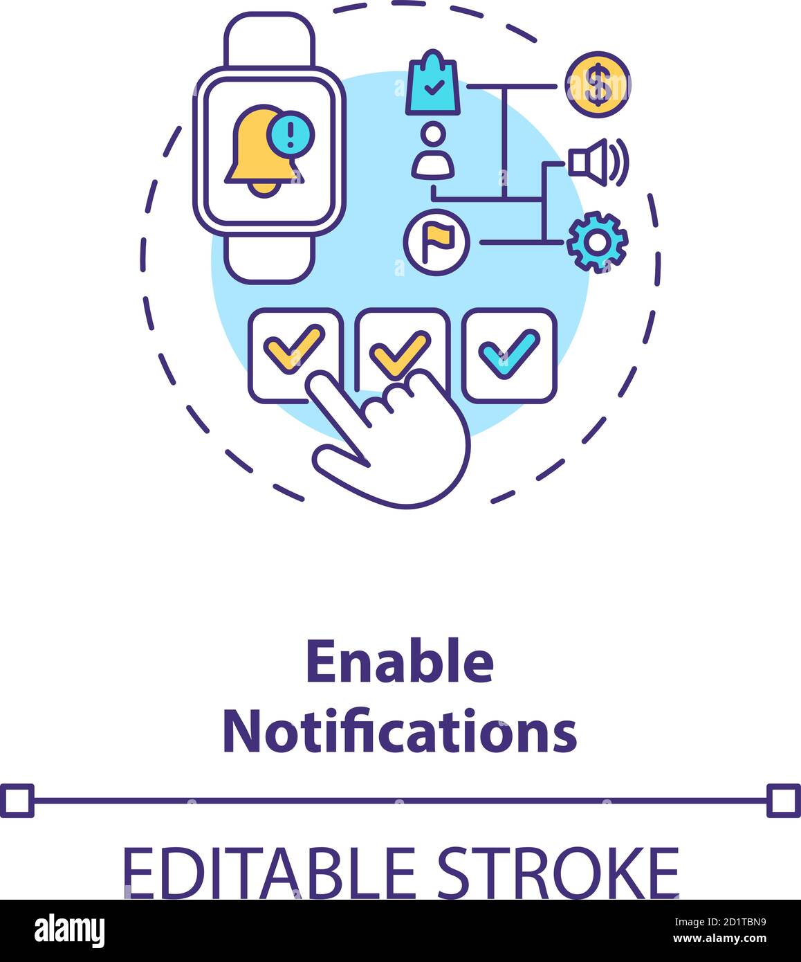 Enable notifications concept icon Stock Vector Image & Art - Alamy
