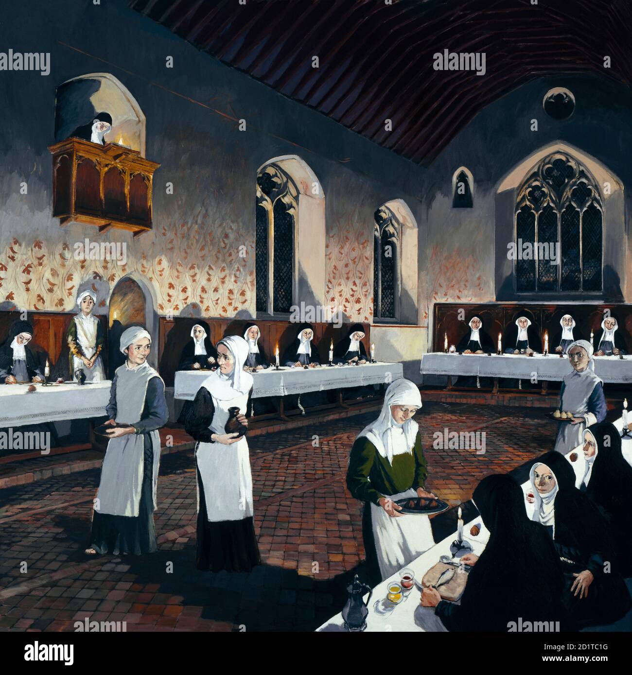 DENNY ABBEY, Cambridgeshire. Interior view. The refectory in use during ...