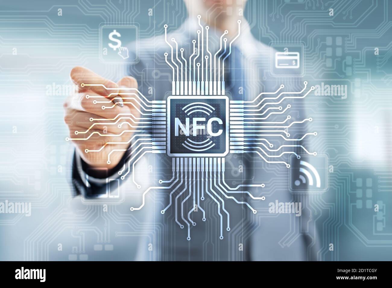 NFC Wireless communication technology Digital payment concept Stock ...