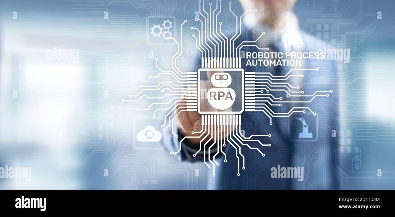 RPA Robotic process automation innovation technology concept on virtual ...