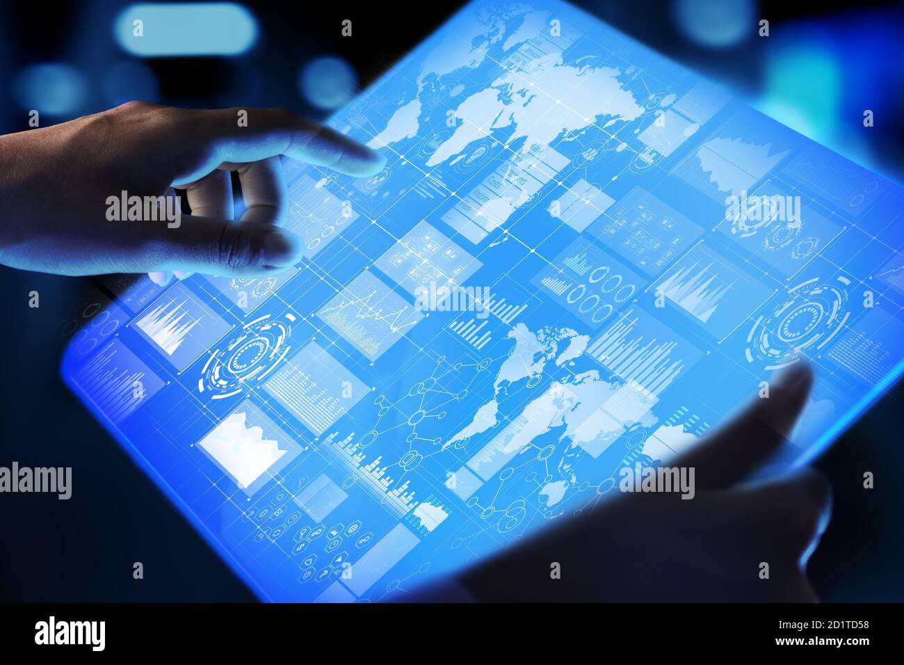 Business intelligence dashboard with graph and icons. Big data. Trading ...