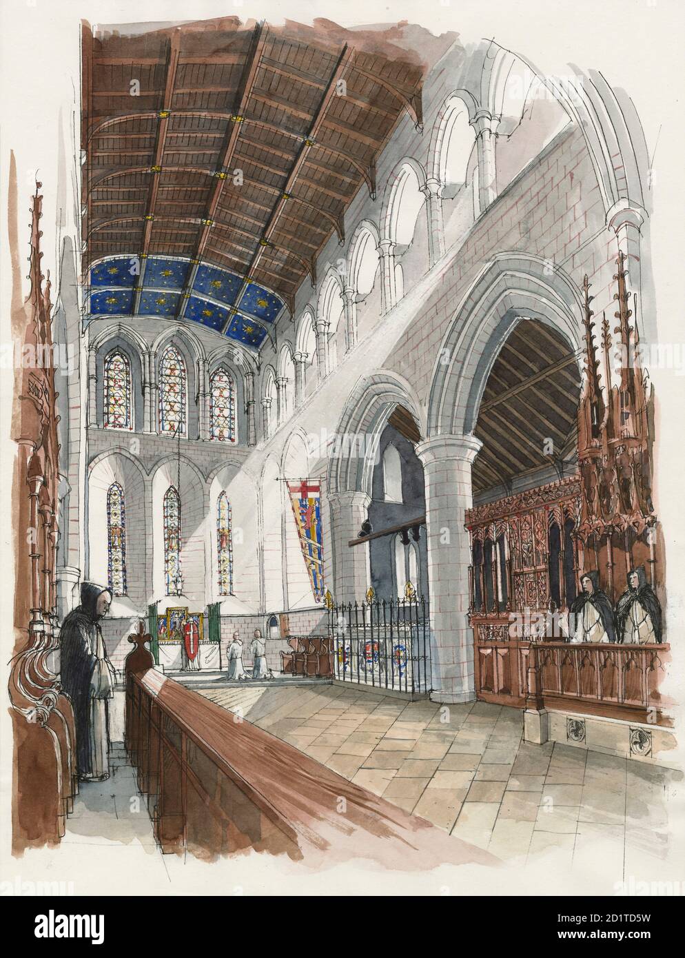 LANERCOST PRIORY, Cumbria. Reconstruction drawing of the presbytery by ...