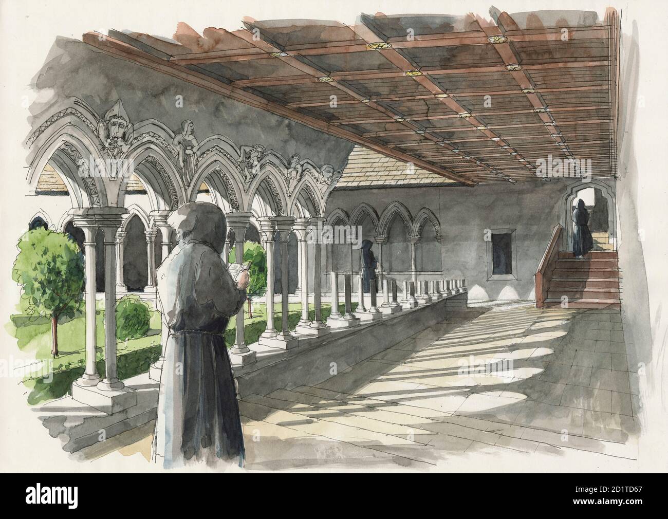 LANERCOST PRIORY, Cumbria. Reconstruction drawing of the cloister by ...