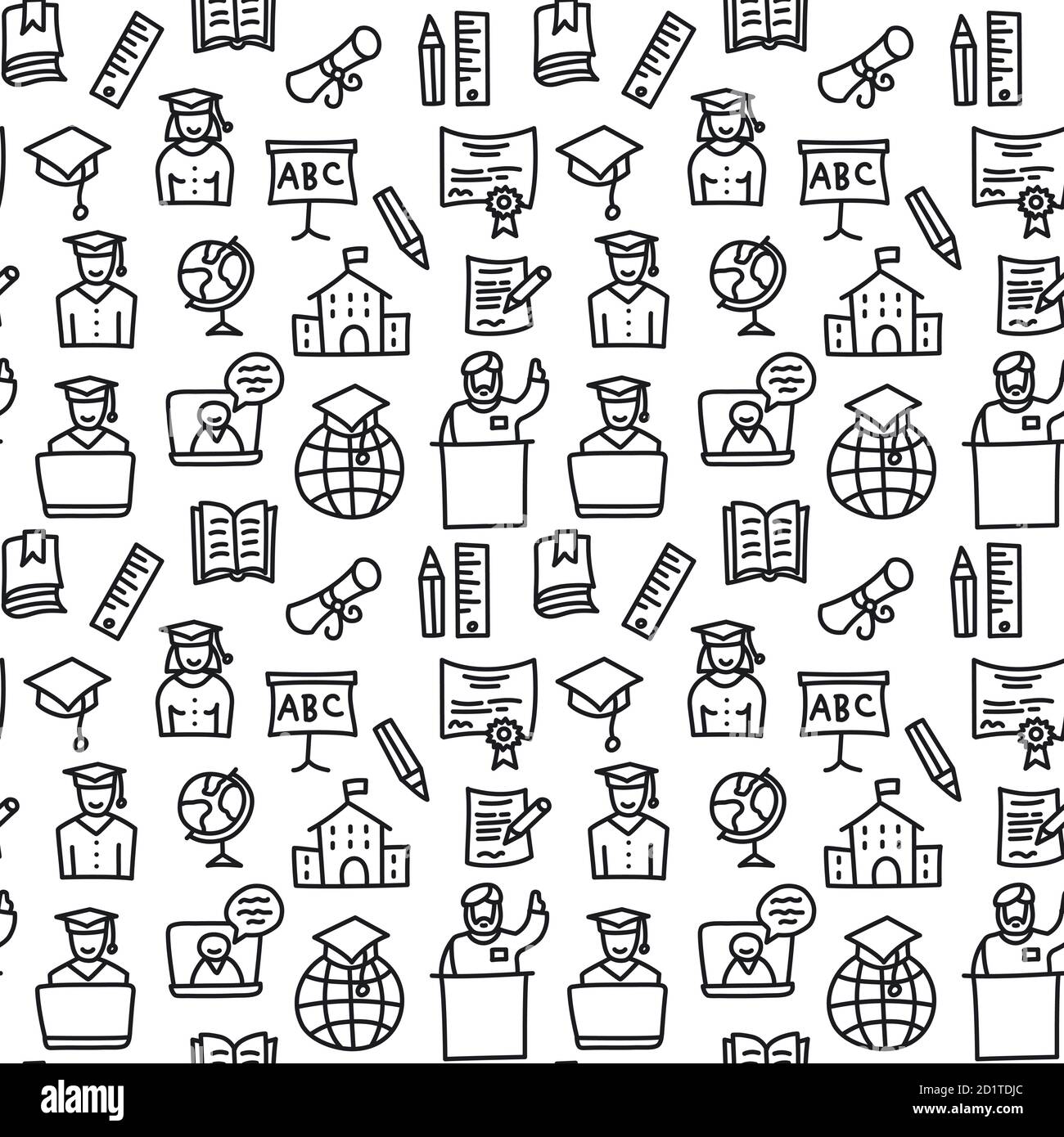 illustration of the education and knowledge education seamless pattern ...