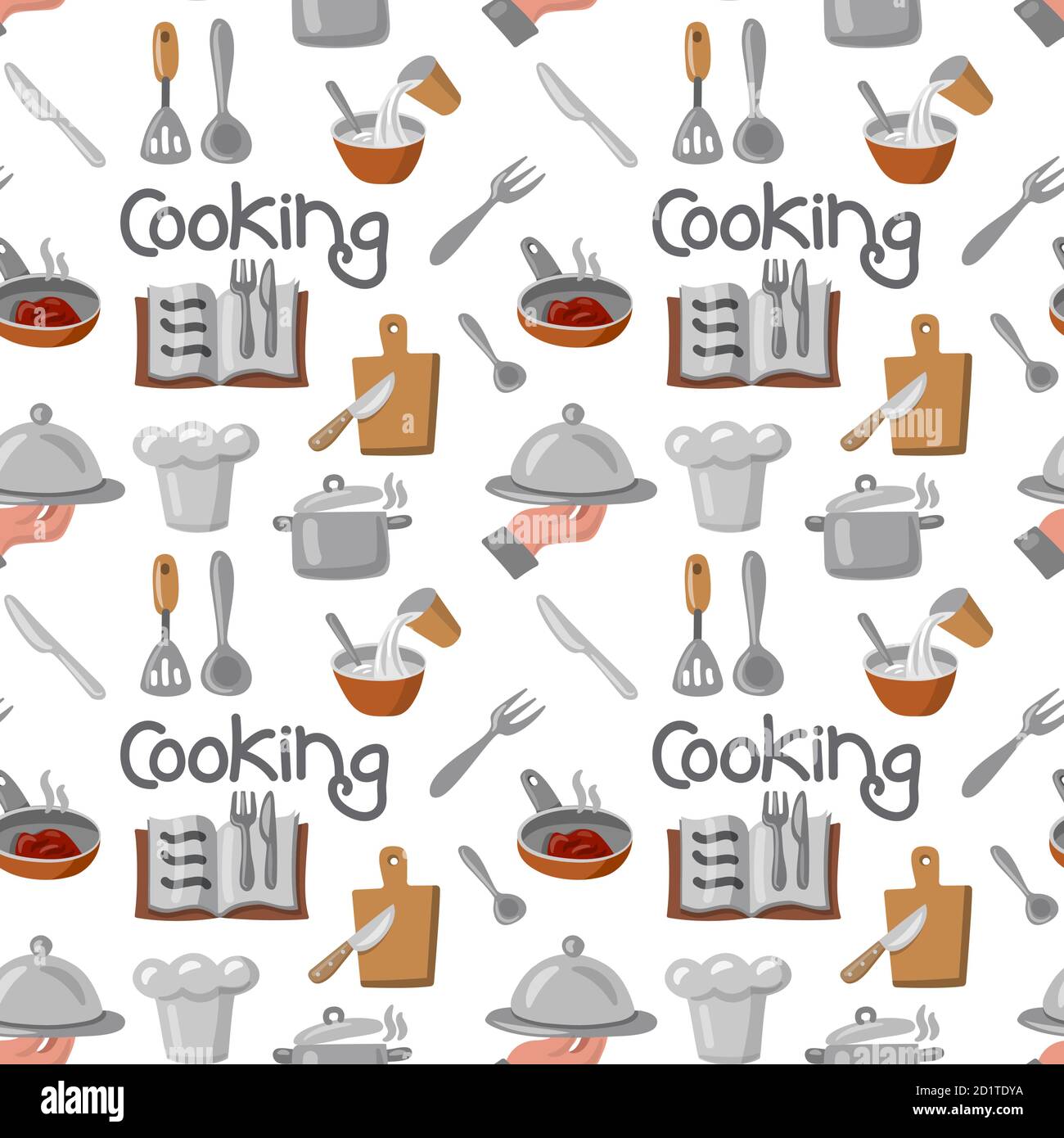 illustration of the cooking and preparation food seamless pattern Stock ...