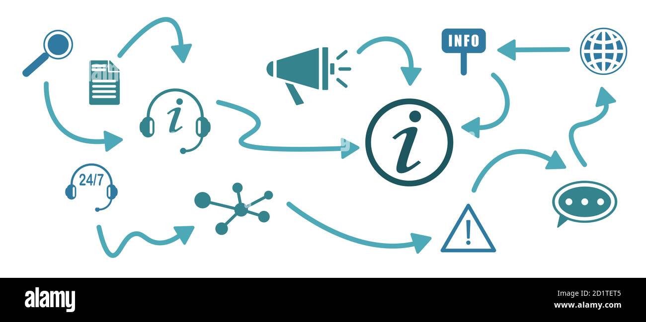 Concept of information with connected icons Stock Photo - Alamy