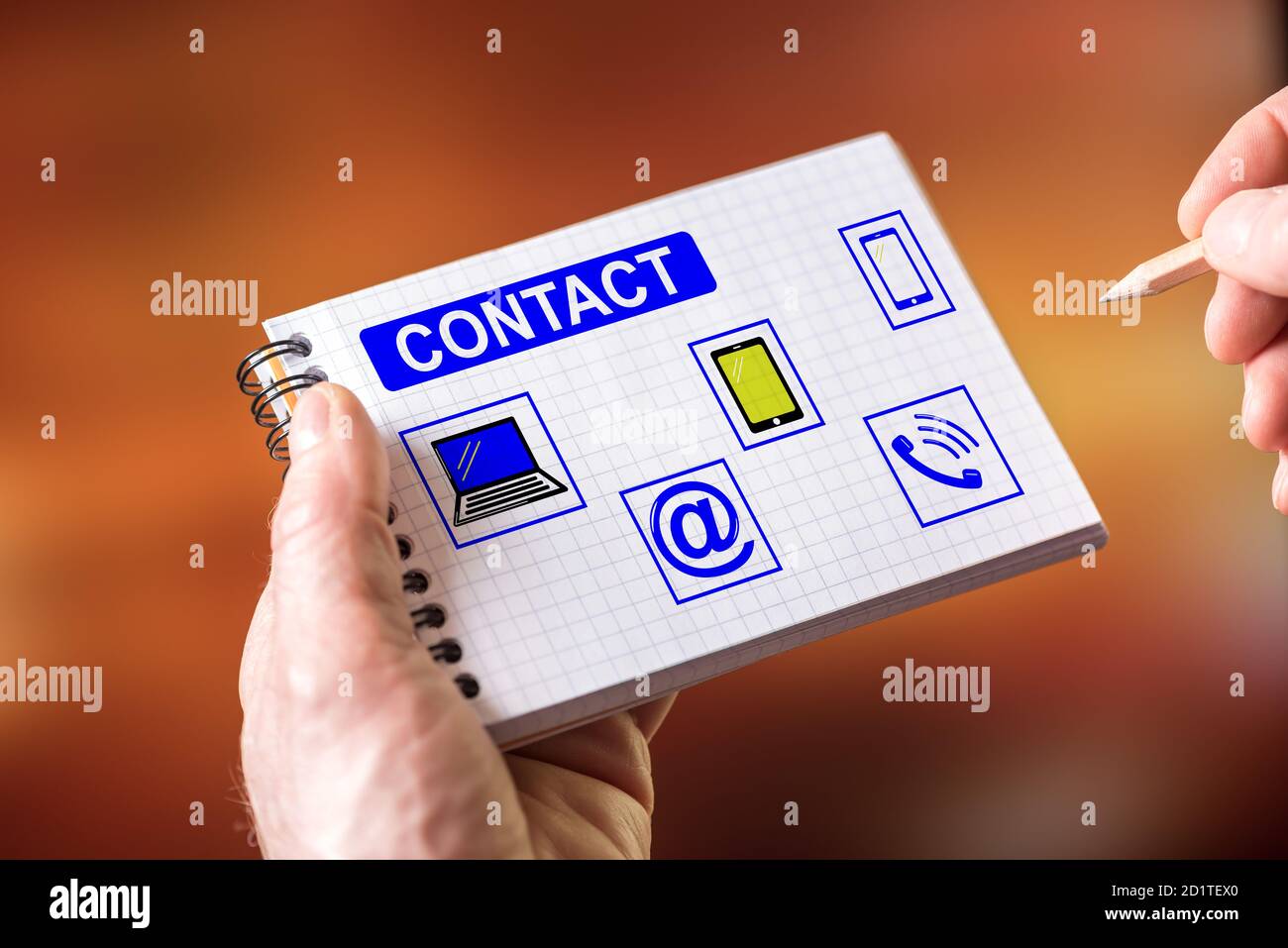 Hand drawing contact concept on a notepad Stock Photo - Alamy