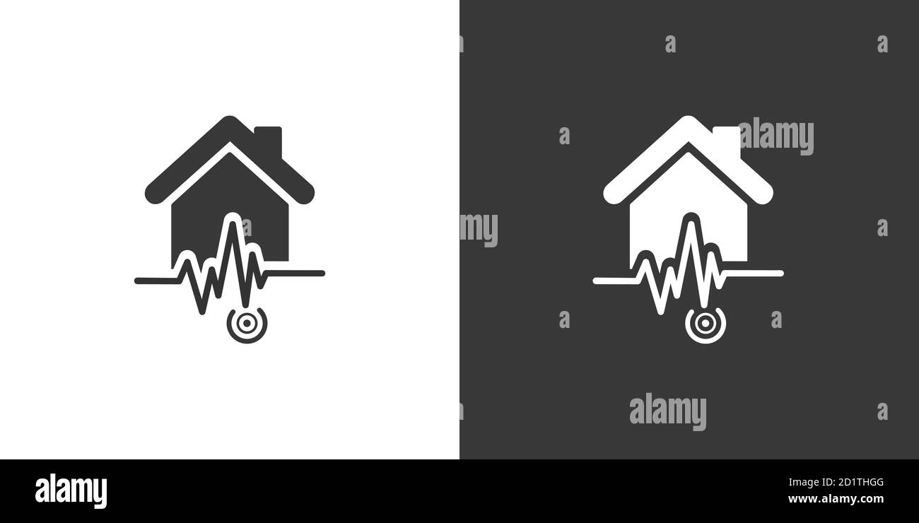 Earthquake pictogram. Isolated icon on black and white background ...