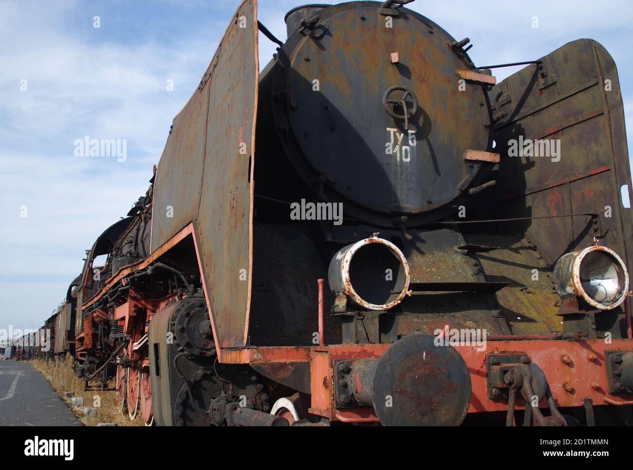 Steam locomotive. Old rusty railway machine. Retro coal industry Stock ...