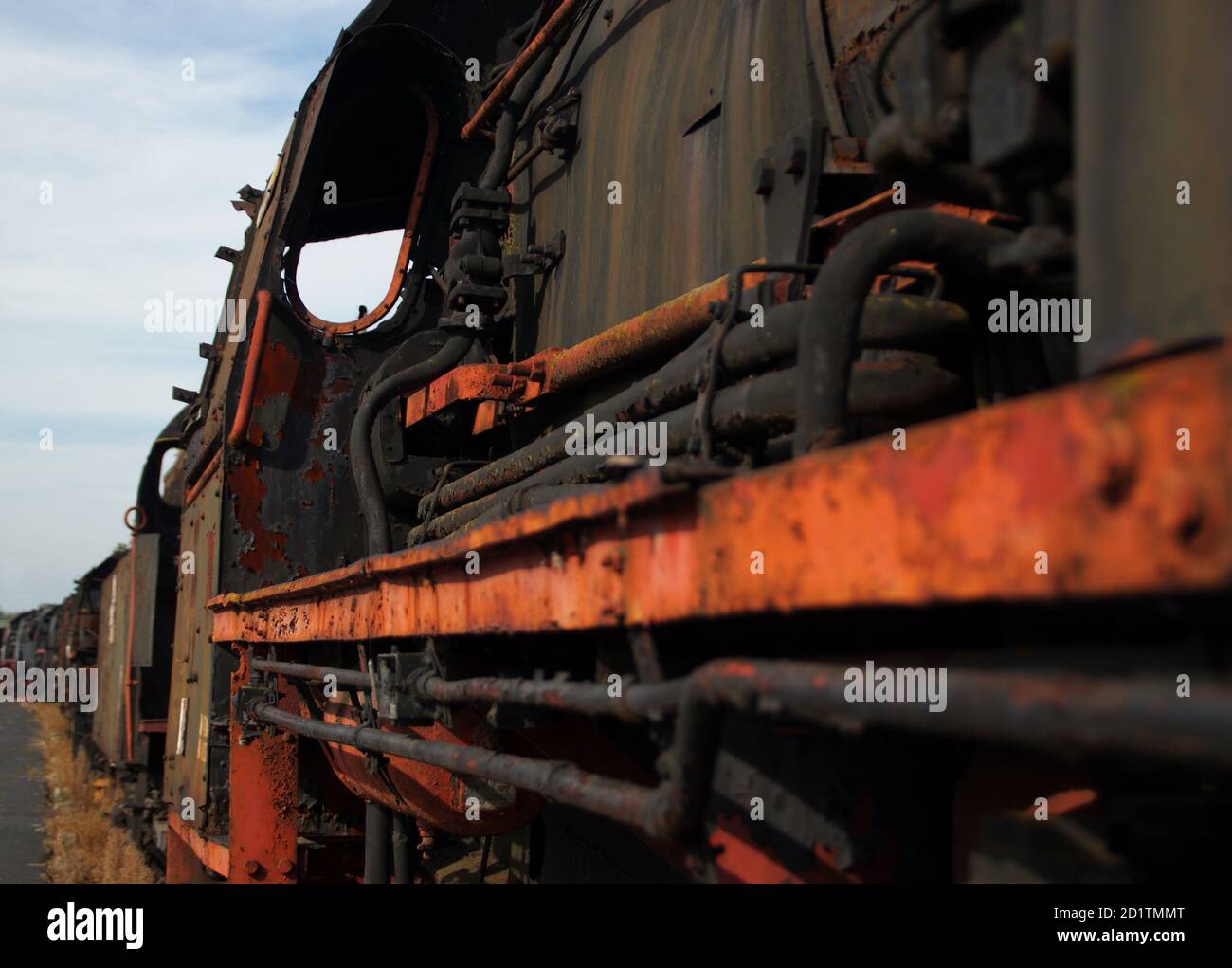 Steam locomotive. Old rusty railway machine. Retro coal industry Stock ...