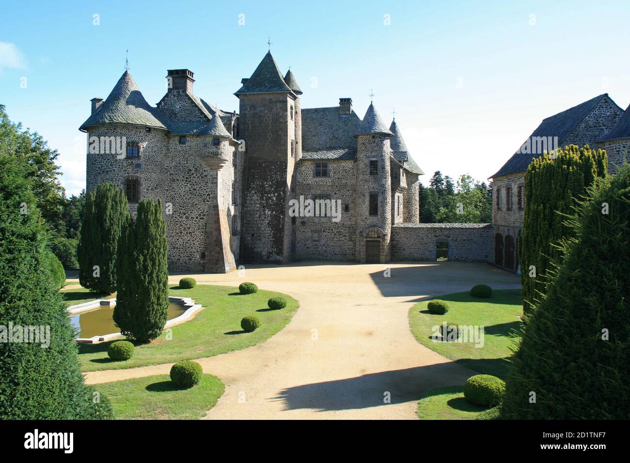 medieval castle in orcival in auvergne (france Stock Photo - Alamy
