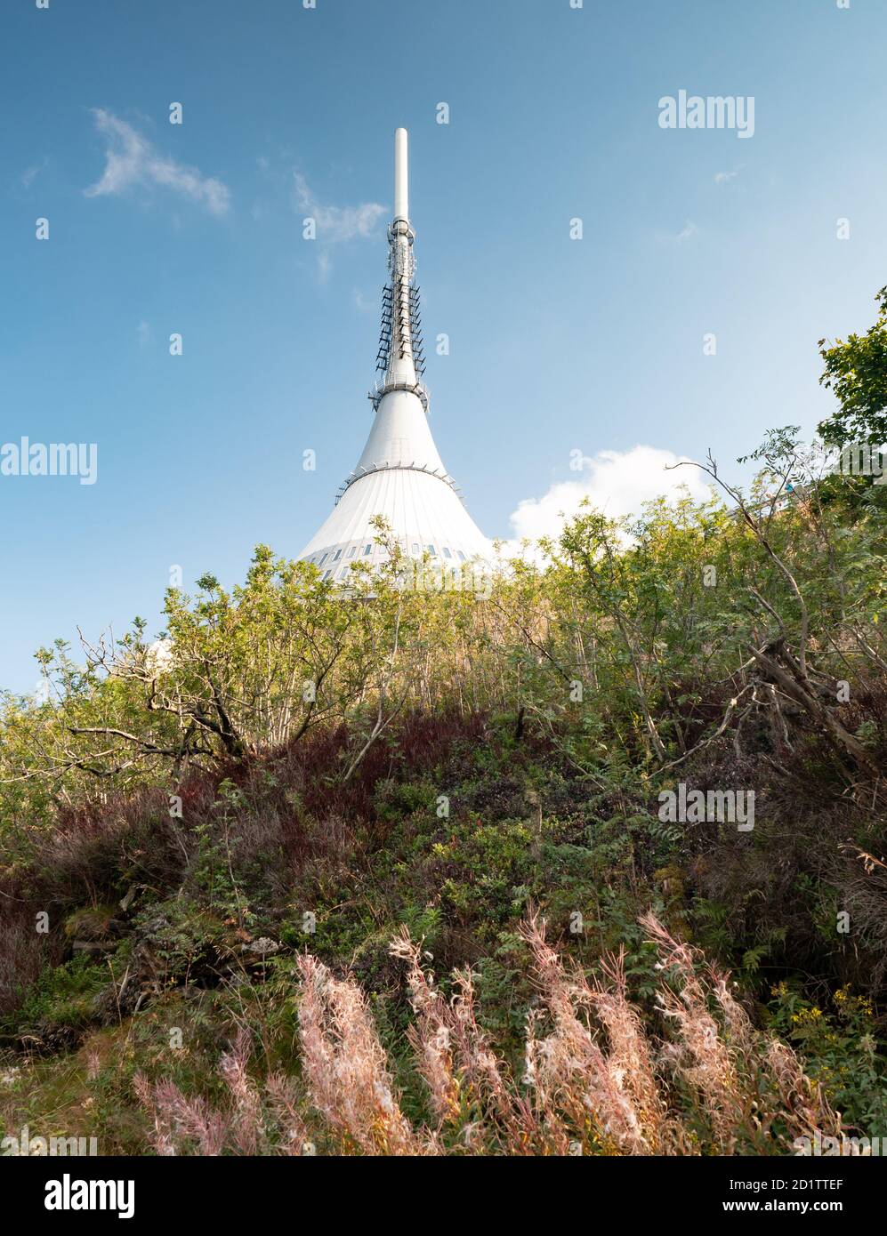 Jested hotel and transmitter tower at sunrise. Jested Mountain with ...
