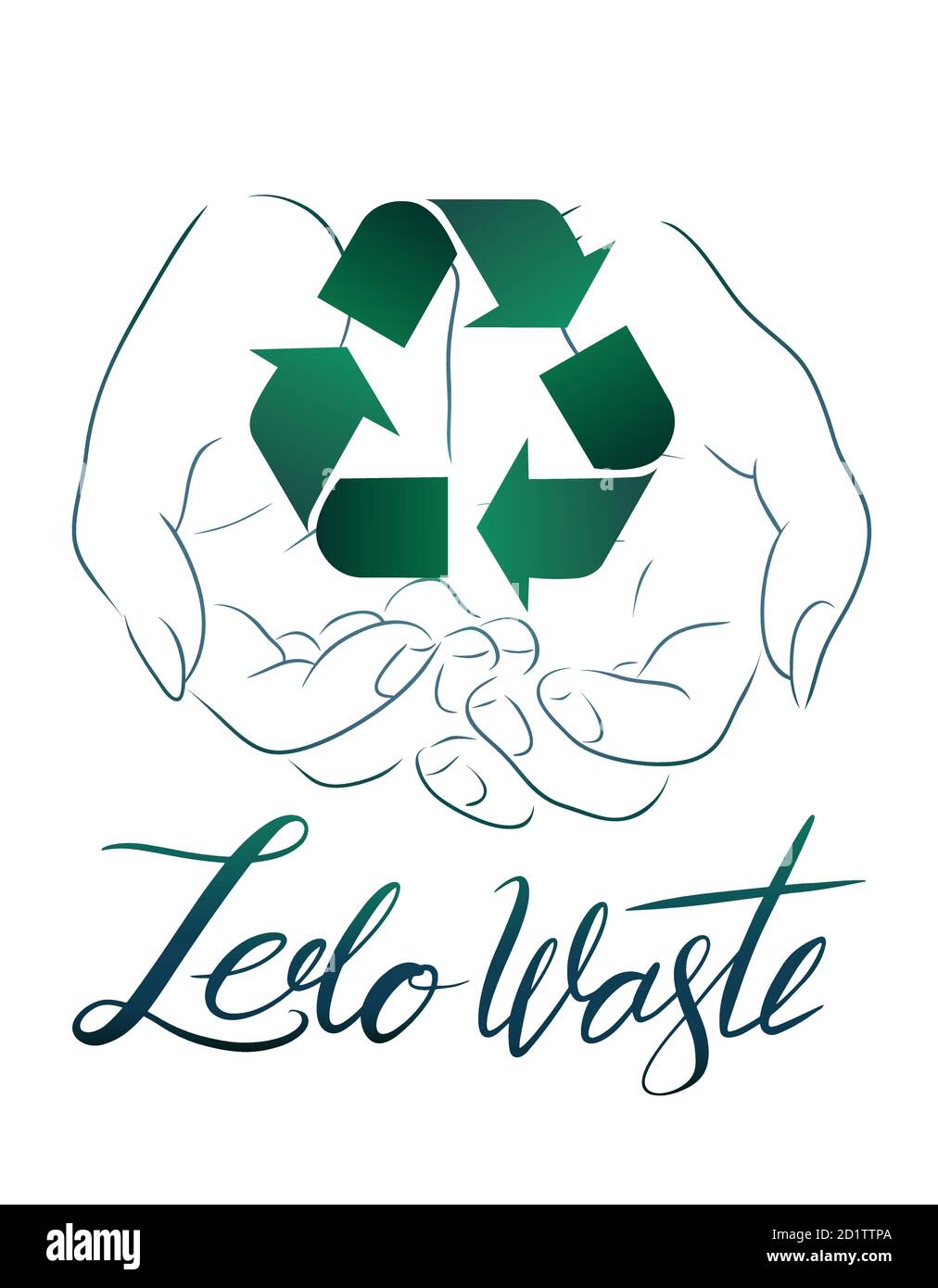 Outline drawing of hands holding a sign of recycling with Hand drawn ...