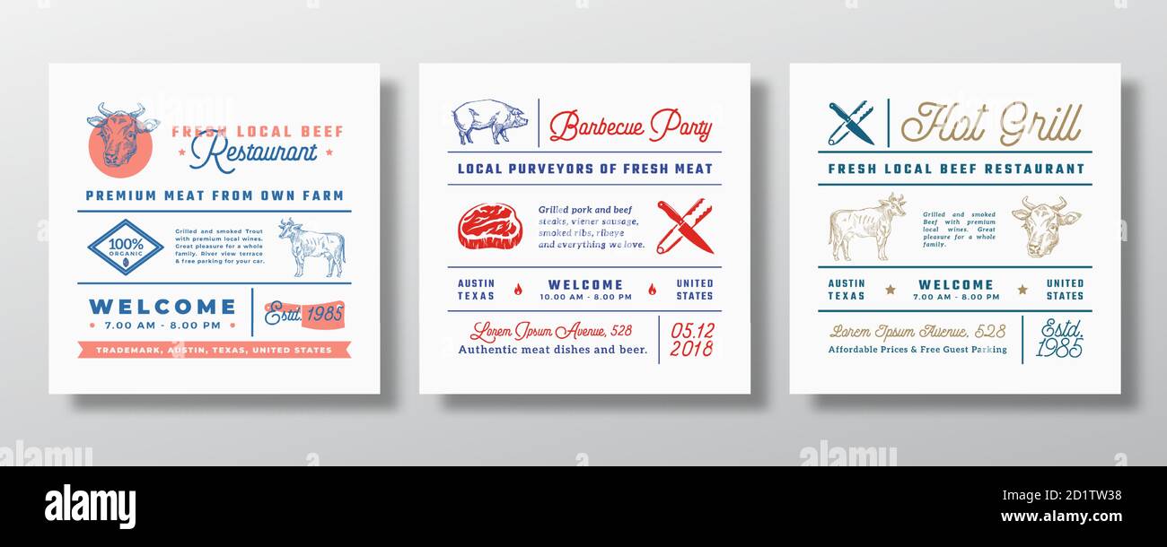 Pork Barbecue Grill Party or Beef Restaurant Signs, Titles or Menu ...