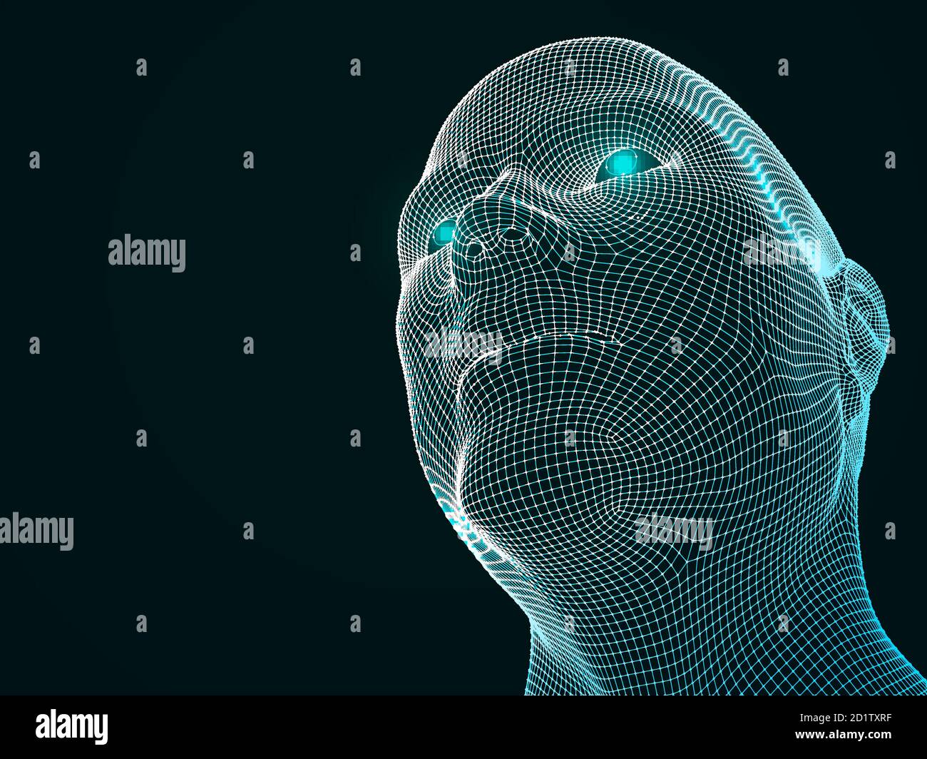 3D vector head from grid. Artificial intelligence. 3D Geometric Face ...