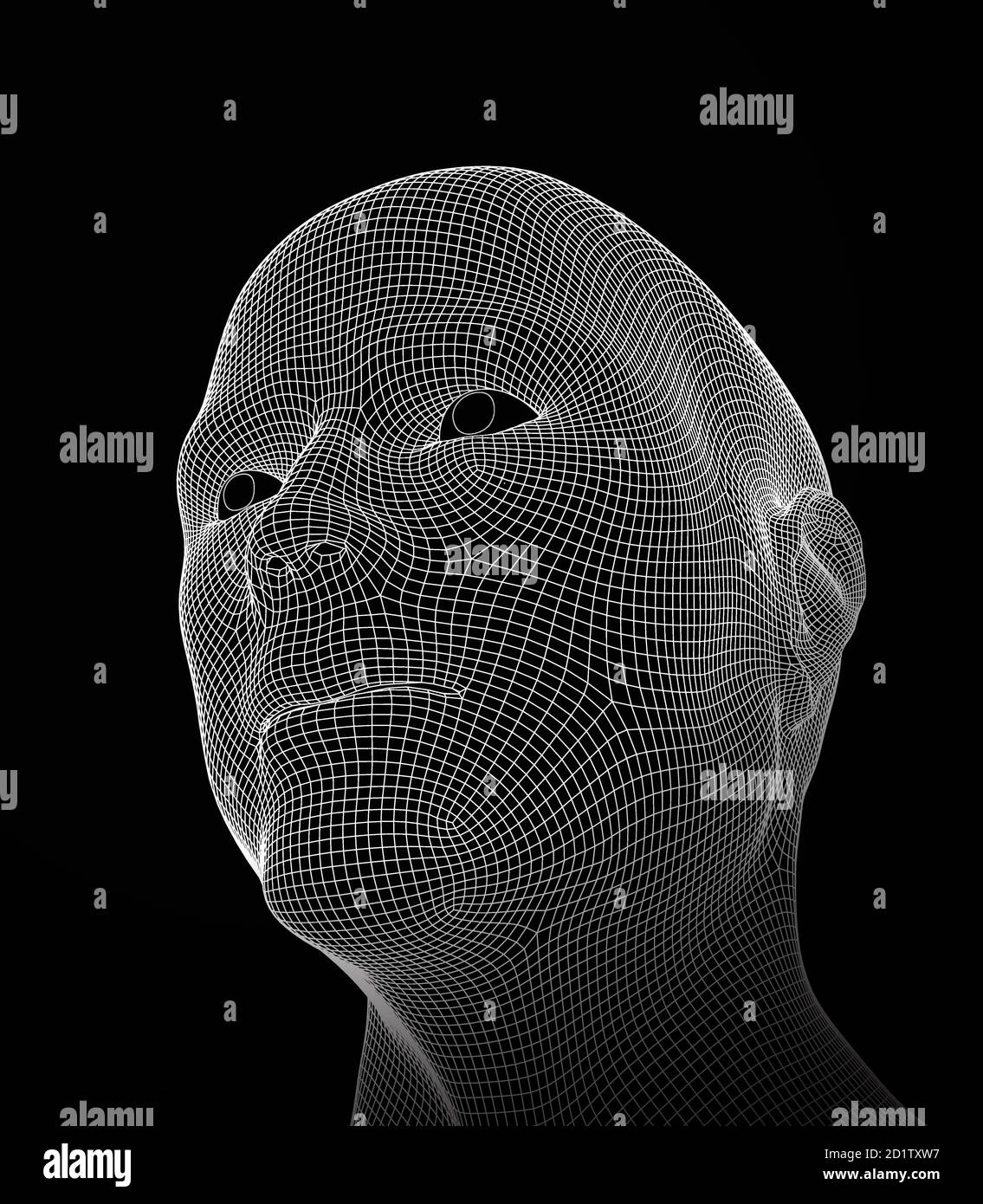 3D vector head from grid. Artificial intelligence. 3D Geometric Face ...