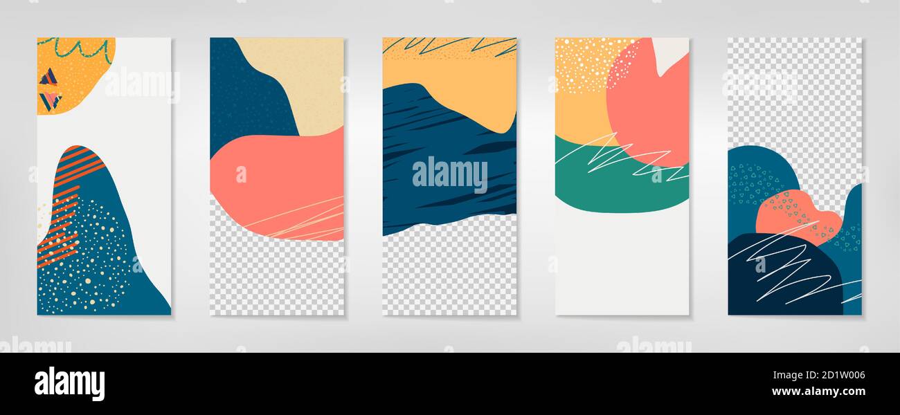 Set of colorful painted, drawn vector design, artistic templates ...