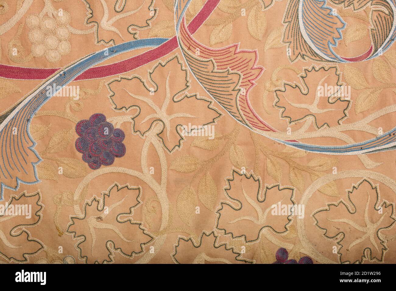 Detail of the embroidered dossal designed by William Morris, on display ...